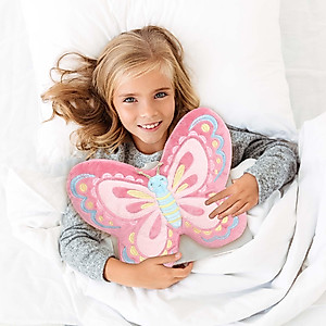 MON AMI Sparkle Butterfly Decorative Plush Throw Pillow - 12.5x10”, Soft Cushion, Stuffed Toy Décor Gifts for Kids of All Ages, Nursery Décor
