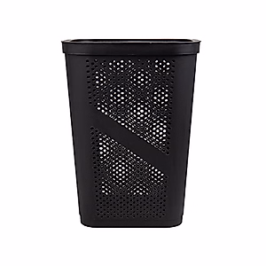 Mind Reader Basket Collection, Slim Laundry Hamper, 60 Liter (15g/33lbs) Capacity, Cut Out Handles, Attached Hinged Lid, Ventilated, Black