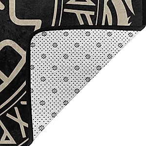 Fashion Soft Cozy Area Rug Indoor Thick Throw Rugs Carpets Floor Mats (Black Celtic Viking Design Magical Runic Compass Vegvisir in The Circle of Norse Runes and Dragons Tattoo Decorative)