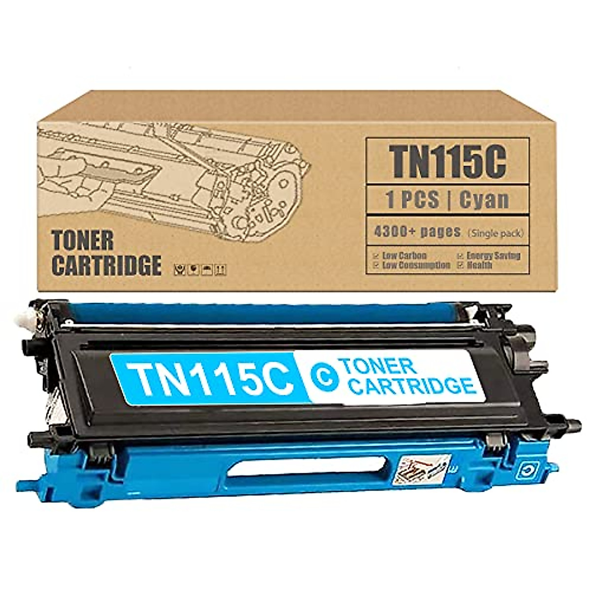 [1 Pack,Cyan] TN115C Compatible Toner Cartridge Replacement for Brother HL-4070CDW 4040CN 4040CDN MFC-9440CN DCP-9040CN Printer Toner Cartridge