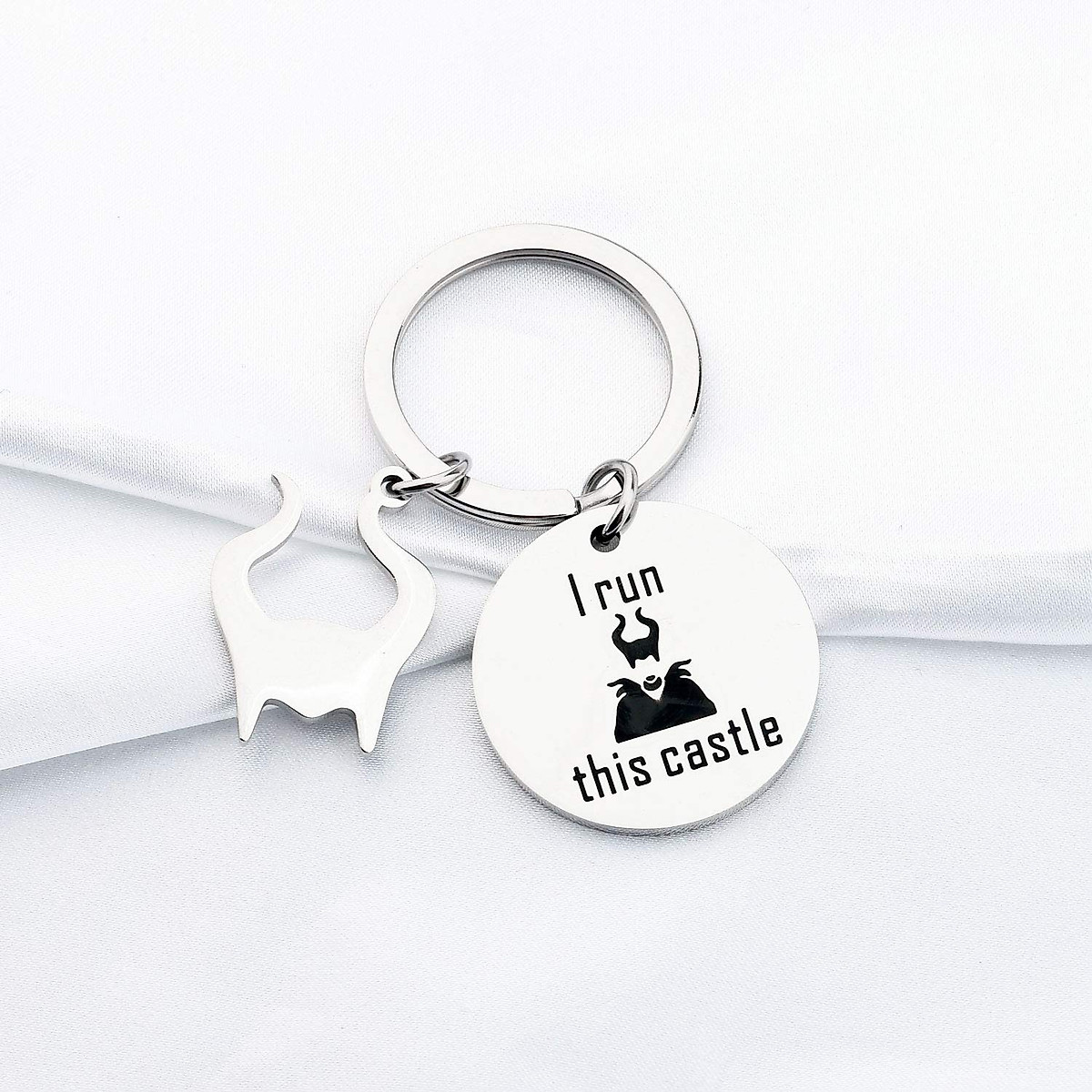 PLITI I Run This Castle Keychain Horns Resting Witch Face Charm Gift (run this castle)
