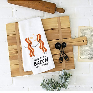 WCGXKO Funny Kitchen Towels Don't Go Bacon My Heart Cute Housewarming Gift Novelty Dish Towel for Bacon Lovers (Bacon My Heart)