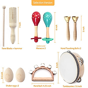 Wooden Musical Instruments Set for Children,Safe and Friendly Natural Materials,Kid's Music Enlightenment,Percussion Instrument Music Toys Kit for Preschool Education,Storage Bag