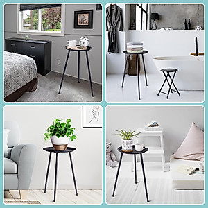 JOFAMY Black Metal Plant Stand Indoor Outdoor,Tall Flower Pot Holder,Mid Century Small Round Side Table,Modern Stools for Plants Indoor,Living Room