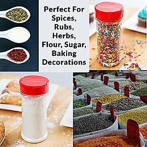 Skyway Supreme 12 OZ Clear Plastic Spice Bottles Seasoning Containers Jars - Set of 3 - Flap Cap with Pour and Sifter Spice Shaker - Durable Refillable Perfect For Herbs Spices and Rubs - BPA Free