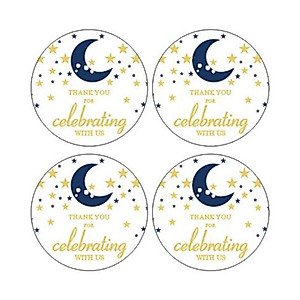 2" Round 50 Pack Twinkle Twinkle Litter Star Label Stickers Thank You Birthday Party Sticker Labels Candy Stickers for Birthday Party Baby Shower Wedding Favors