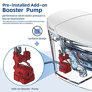WOODBRIDGE B0970S Smart Bidet Tankless Toilet Elongated One Piece Chair Height, Auto Flush, Foot Sensor Operation, Heated Seat with Integrated Multi Function Remote Control in White
