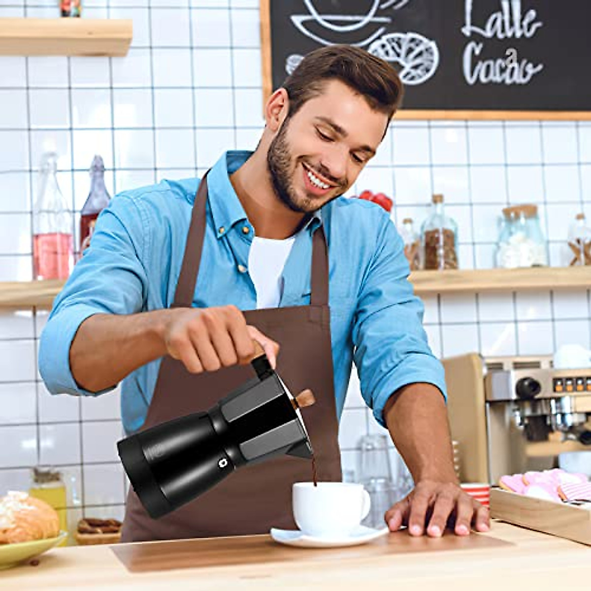 SHANGSKY Coffee Pot Electric Coffe Maker 6 Cup, Espresso Coffee Maker Cafeteras Electricas Italian Coffee Pot Espresso Makers Portable Aluminum Electric Mocha Pot Electric Moka Makers