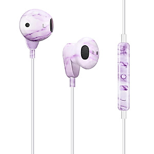 XNMOA Wired Earbuds Headphones,Built-in Microphone & Volume Control&Support Call for iPhone,Wired Earphones for iPhone,Compatible with iPhone 14/13/12/11 Pro Max/Xs Max/Xr/X/7/8 Plus,Purple Marble