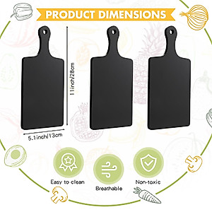 Geetery Black Bamboo Cutting Boards with Handle Bamboo Pizza Paddle Serving Boards Tray Charcuterie Board Chopping Board for Cheese Steak Bread (3 Pcs)