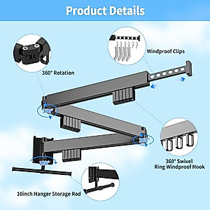 Clothes Drying Rack, Wall Mounted Drying Rack Clothing, Tri-Fold Laundry Drying Rack Wall Mount, Space Saver Retractable Collapsible Drying Rack for Laundry Balcony Apartment