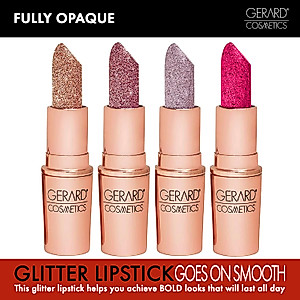 Gerard Cosmetics Glitter Lipstick (Hollywood Blvd) | Nude Pink Lipstick with Sparkling Metallic Glitter | Long Lasting, Smooth Formula | Highly Pigmented Opaque Color | Cruelty Free & Made in USA