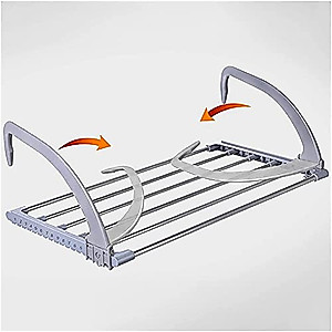 ZyHMW Clothes Airer Radiator Folding Airer Radiator Towel Holder Clothes Dryer Drying Rack Rail Install Onany Radiator in Any Room，Folding Airer (Color : Gray) (Color : Gray)