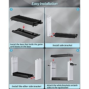 Switch Organizer with Controller Charging Station, ZAONOOL Charger Stand for Nintendo Switch & OLED Joycon, Pro Controller, Accessories Storage Tower for Games, TV Dock
