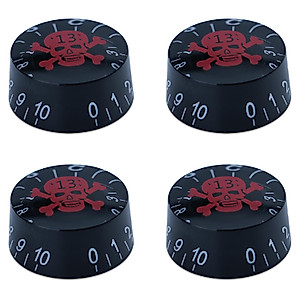 XIYANGJUAN Electric Guitar Knobs Skull Black Red Top Hat Knobs Speed Volume Tone Knob Vintage Pedal Control Knobs for LP Guitar Replacement
