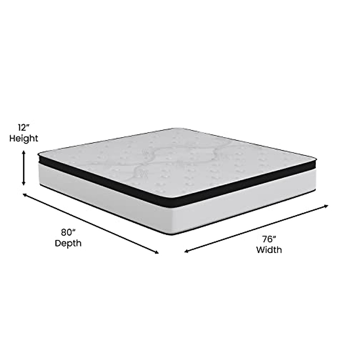 Taylor & Logan Linden 12" CertiPUR-US Certified Hybrid Pocket Spring Mattress in a Box with an Extra Firm Feel for Durable Support - King