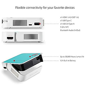 ViewSonic M1 Mini+ Ultra Portable LED Projector with Auto Keystone, Bluetooth JBL Speaker, HDMI, USB C, Stream Netflix with Dongle (M1MINIPLUS)
