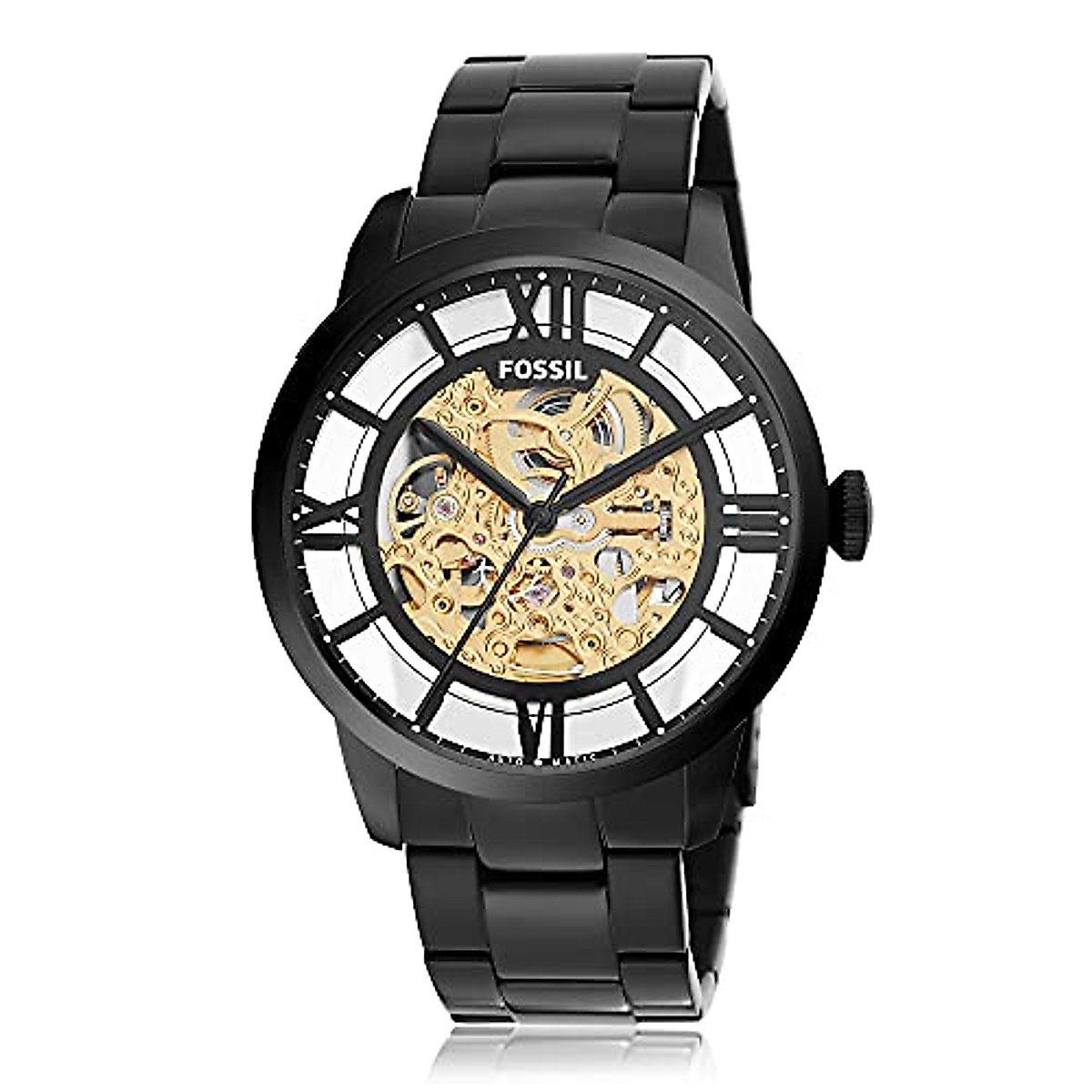Fossil Men's Townsman Automatic Stainless Steel Three-Hand Skeleton Watch, Color: Black (Model: ME3197)