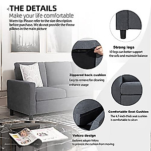 JY QAQA Convertible Sectional Sofa Couch with 3-Seat Sofa, L-Shaped Ottoman Couch with Modern Linen Fabric for Small Living Room, Apartment and Small Space (Dark Grey)