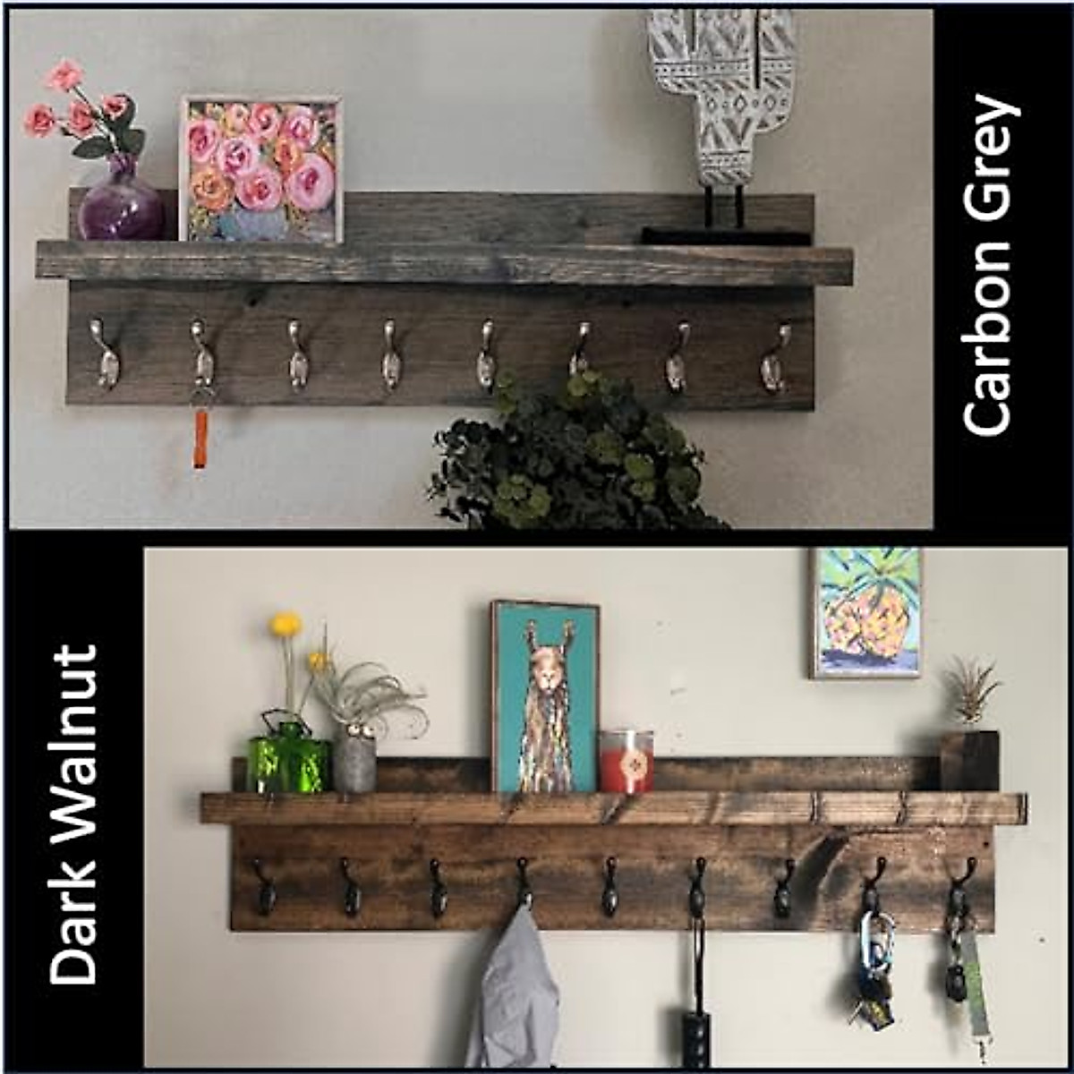 Coat Rack with Shelf (Choose your Length) Towel Rack Entryway Organizer Wall Mounted Hooks