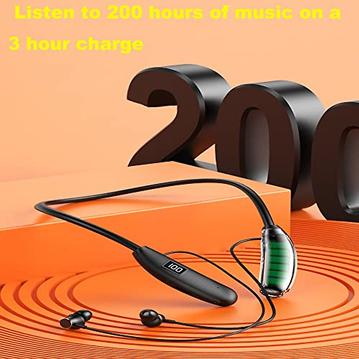 Keke Int'l Bluetooth Earbuds with Microphone Headset - Black Headphones with IPX5 Waterproof Rating, Intelligent Noise Reduction, and 200 Hours of Playback