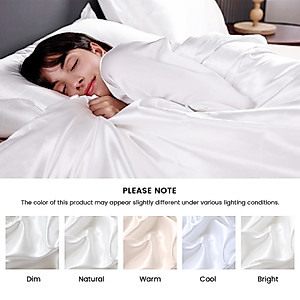 HOdo Home Satin Duvet Cover Queen Size, 3 Piece Silk Like Comforter Cover, Ultra Soft and Breathable Bedding Set with Zipper Closure & Corner Ties