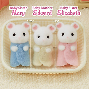 Calico Critters Marshmallow Mouse Triplets - Adorable Set of 3 Baby Mice with Removable Clothing and Accessories