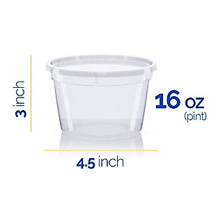 Healthy Packers Plastic Food Storage Containers with Lids (16 oz, 40 pack) - BPA Free Deli Cups/Great for Leftovers, Supplies, Meal Prep and Portion Control - Leakproof Takeout Containers
