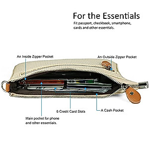 befen Straw Clutch Bags for Women, Beach Clutch Wristlet Wallet Purses Small Crossbody Bags - Beige