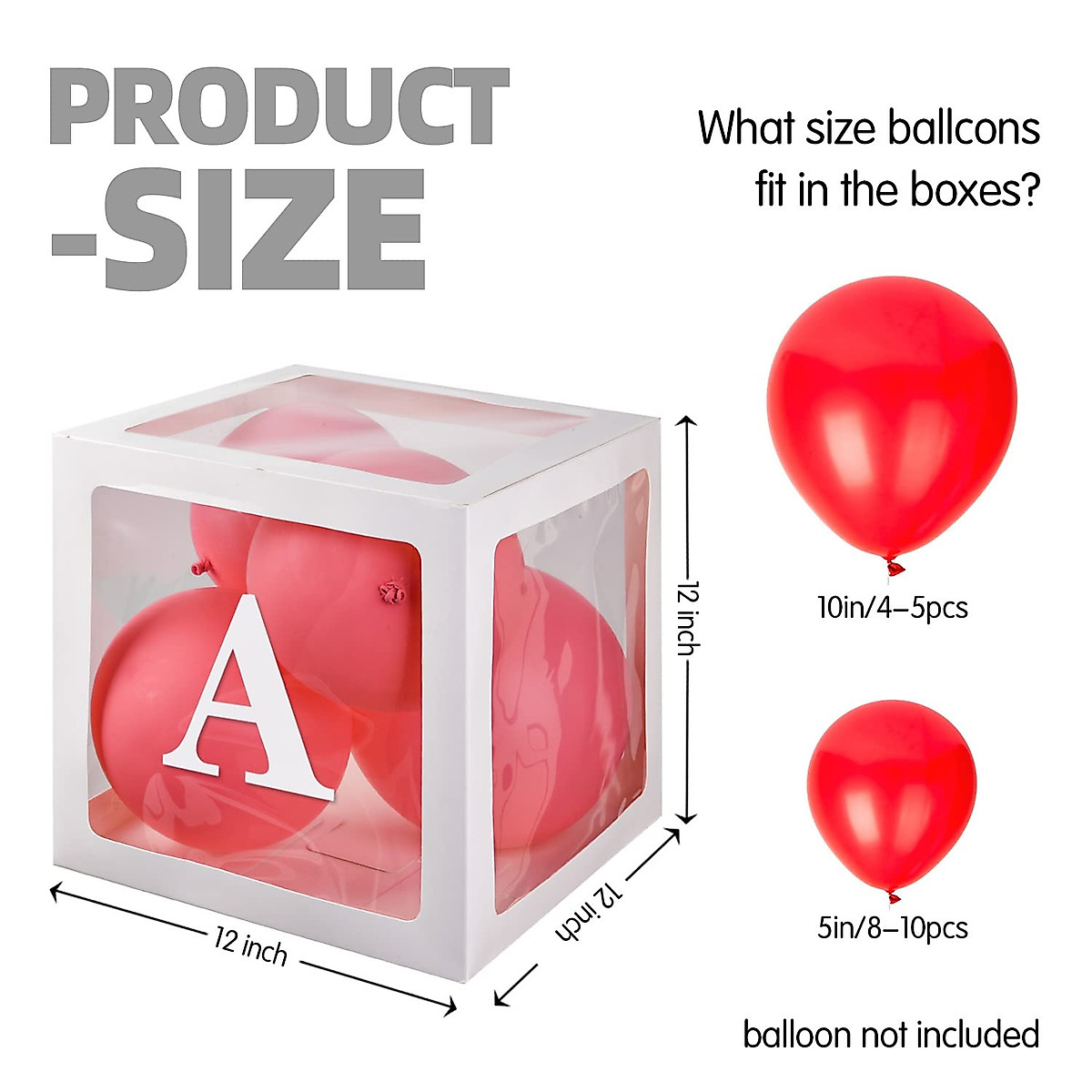 Baby Boxes With 4 pcs Letters White Clear Balloon Box Blocks for Baby Shower and Birthday Party