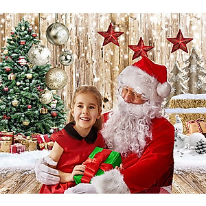 CYLYH 5x7FT Rustic Wood Snow Backdrop for Christmas Party & Family Gathering