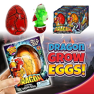 JA-RU Giant Hatching & Growing Dragon Eggs (1 Egg Assorted) Mystery Surprise Dinosaur Toys for Kids. Water Growing Toys. Easter Basket Birthday Party Stocking Stuffer. 4604-1A