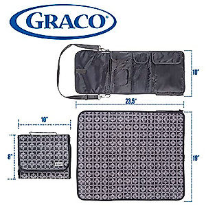 Graco Portable Baby Diaper Changing Table Pad Bag with Wipe & Travel Essentials Pockets - Deluxe Compact Clean Padded Infant Changer Mat - Unisex Grey