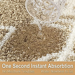 Yimobra Luxury Fluffy Bathroom Rugs, Super Elastic Soft Thick Plush Bath Mat, Non-Slip Water Absorbent, Easier to Dry, Durable Shaggy Microfiber Floor Carpet for Bathtub, 36.2 x 24 Inch, Beige