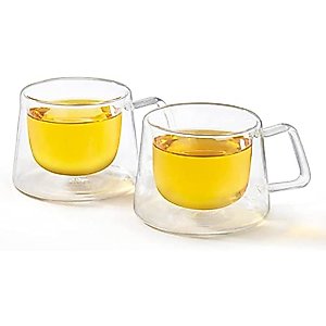 VAHDAM, Double Wall Glass Coffee Mugs (2 Pieces) Insulated Cups - 6.7oz Capacity, DURABLE & STYLISH | Tea Cup Set