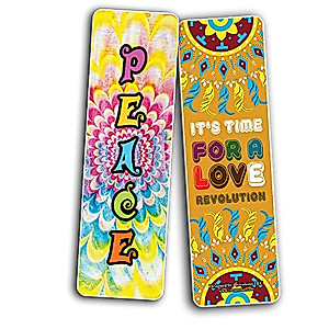 Creanoso Hippie Retro 60's Bookmarks (2-Sets X 6 Cards) – Daily Inspirational Card Set – Interesting Book Page Clippers – Great Gifts for Kids and Teens