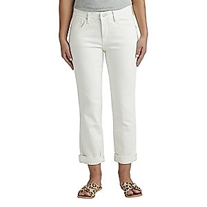 JAG Jeans Women's Carter Mid Rise Girlfriend Jeans, White 1, 10