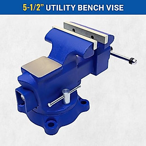 Yost Vises 465 Combination Vise | 6.5 Inch Jaw Width Heavy-Duty Utility Pipe and Bench Vise |Secure Grip with Swivel Base| Made with Cast Iron and Steel U Channel Bar | Blue