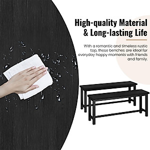 DKLGG Dining Benches, 39 Inch Kitchen Bench, Pair of 2 for Living Room, Bedroom, Industrial Entryway Bench Dining Room Benches with Metal Legs, Durable and Stable