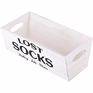 Lost Socks Basket Lost Socks Sign Farmhouse Laundry Room Decor and Accessories Lost Socks Bin Laundry Room Decor Laundry Room Storage Organization Hanging Wall Basket for Laundry Room Storage (White)