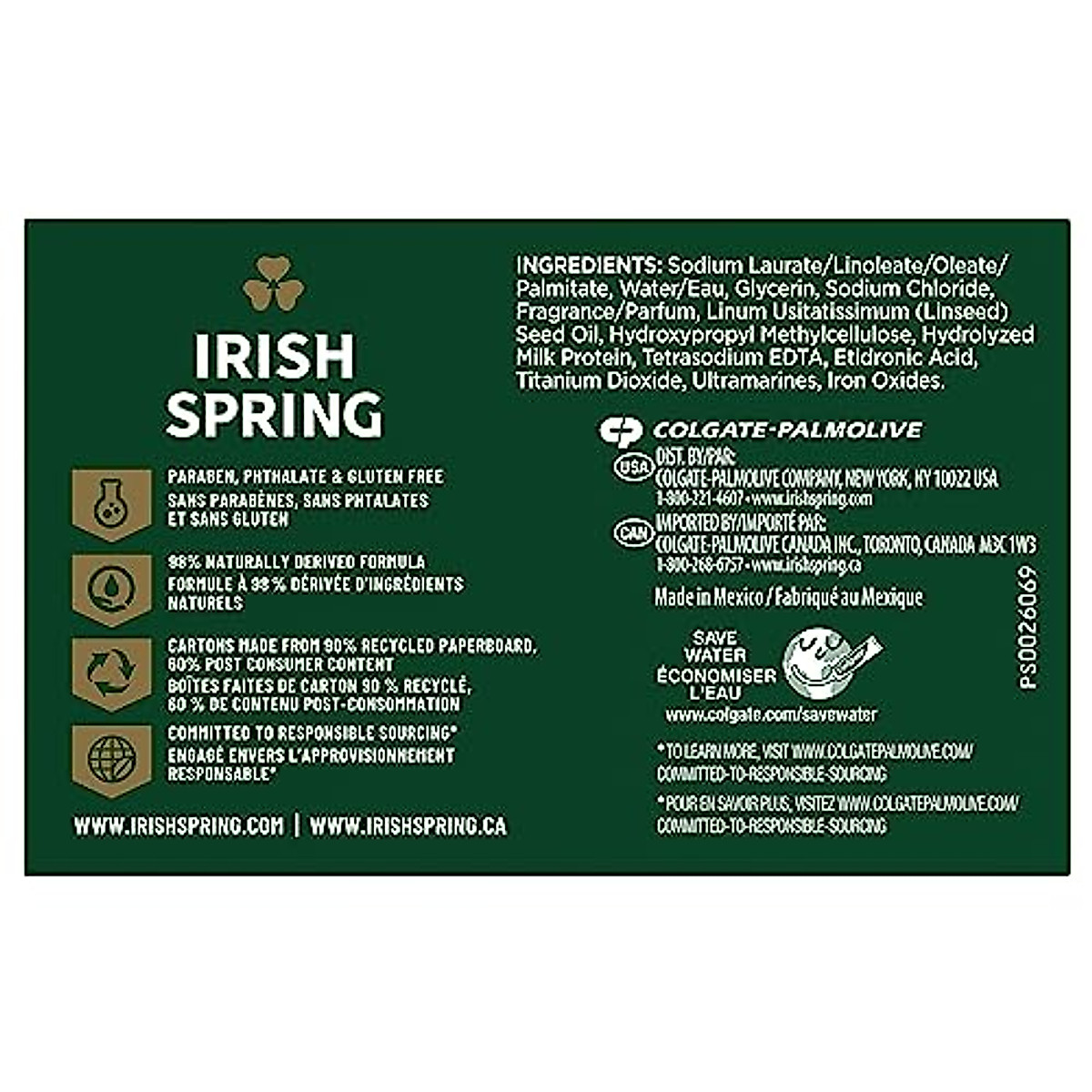 Irish Spring Bar Soap for Men, Moisture Blast, 3.7 Oz, 24 Pack