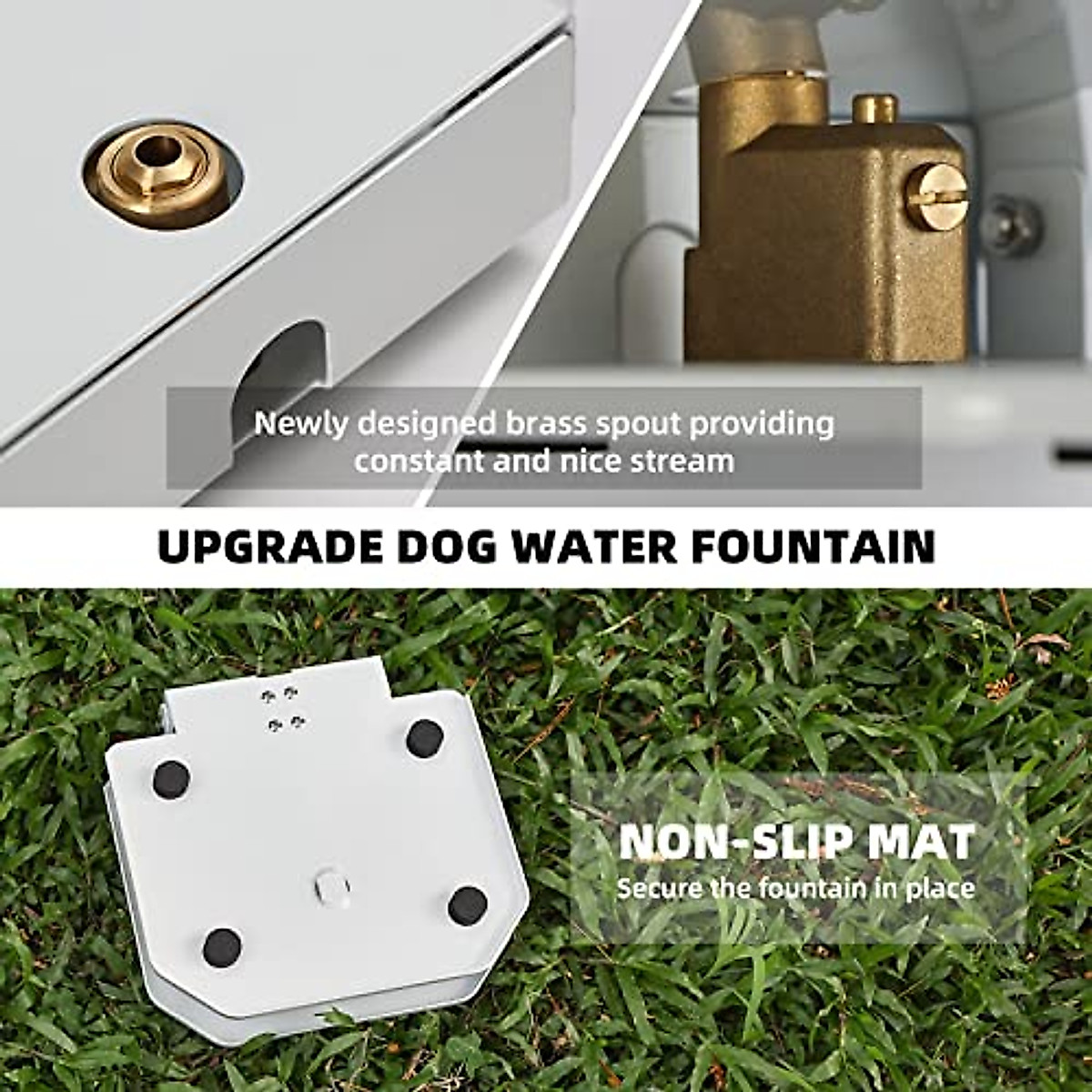 Outdoor Dog Water Fountain Step On, Dog Sprinkler Paw Activated Drinking, Dog Water Fountain with Hose, Easy to Use Pet Drinking Dispenser, Outdoor Fresh Cool Water for Dogs