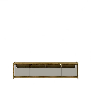 Manhattan Comfort Munoz 87.12" TV Stand with 3 Compartments and Media Shelves, Contemporary Entertainment Center for The Living Room and Bedroom, Grey Gloss