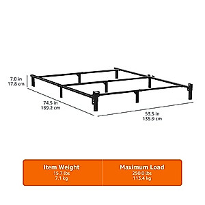 Amazon Basics Metal Bed Frame, 9-Leg Base for Box Spring and Mattress - Full, 74.5 x 53.5-Inches, Tool-Free Easy Assembly