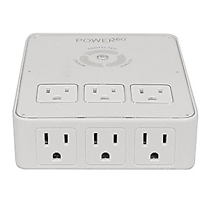Panamax P360 Dock 6-Outlet Wall Tap/Charging Station, White, 6.8" x 2.9" x 5"
