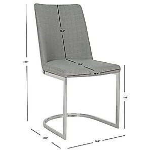 Safavieh Home Collection Parkston Linen Grey Glam Side Chair (Set of 2)