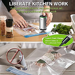 VMSTR Vacuum Sealer Machine, Rechargeable food saver vacuum sealer machine, Portable Handheld food sealer For Sous Vide Cooking, Sous Vide Bags food Storage Set 10 PCS