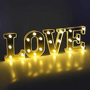 Coitak LOVE Marquee Letter Lights Sign LED Decor Lights Night Light Wedding Birthday Party Home Bar Decoration