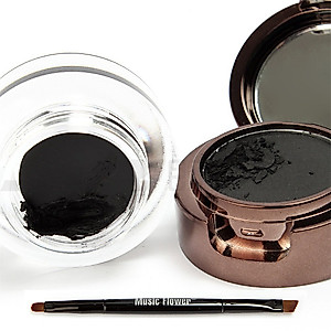 UCANBE 4 in 1 Black Brown Eyeliner Gel and Eyebrow Powder Makup Set Professional Water-proof Long Lasting Eye Liner Brow Kit with Double Ended Brush