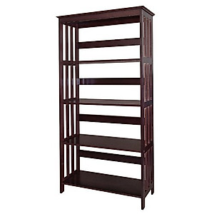 Wood 5 Tier Bookshelves (Espresso)
